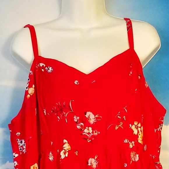 torrid | Dresses | Torrid 3 Womans Red Sundress Floral Pockets ...